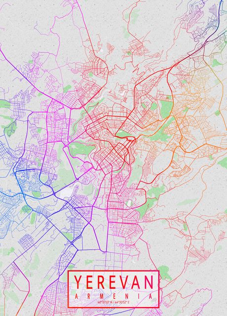 'Yerevan City Map Colorful' Poster by deMAP Studio | Displate