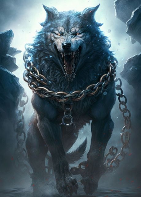 'Fenrir The Mythical Wolf' Poster, picture, metal print, paint by ...