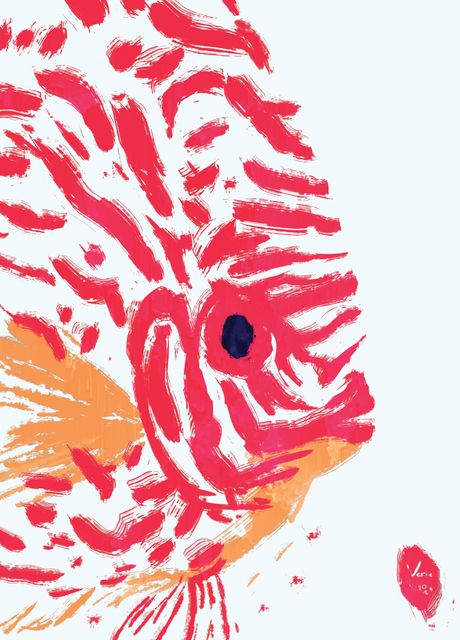 'Red Brush Discus' Poster by Vertei | Displate