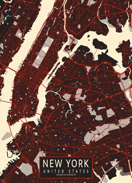 'New York City Map Vector' Poster by deMAP Studio | Displate