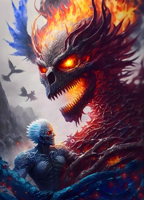 'Fiery Skeleton Menace' Poster by Spacekraftwerk | Displate