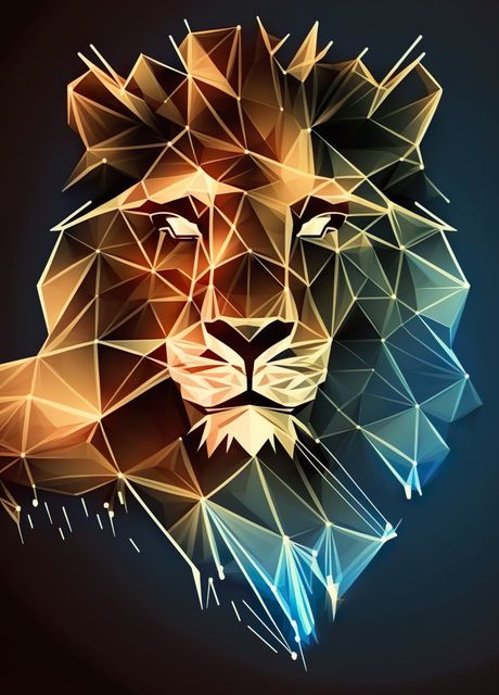 'Low Poly Lion Sketch Art' Poster by Mark Vincent Verallo | Displate
