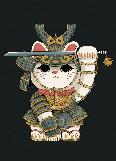 'Lucky cat samurai' Poster by Pepe Rodriguez | Displate