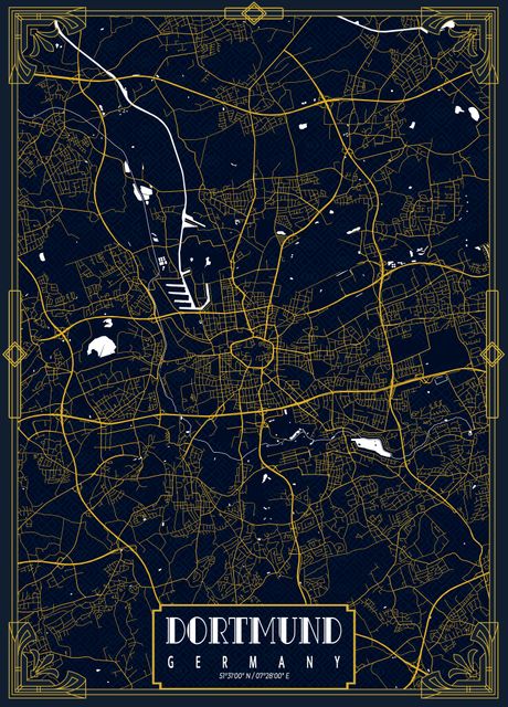 'Dortmund City Map Gold' Poster by deMAP Studio | Displate