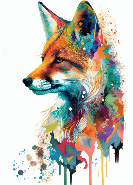 'Colorful Fox Animals' Poster, picture, metal print, paint by Whimsical ...