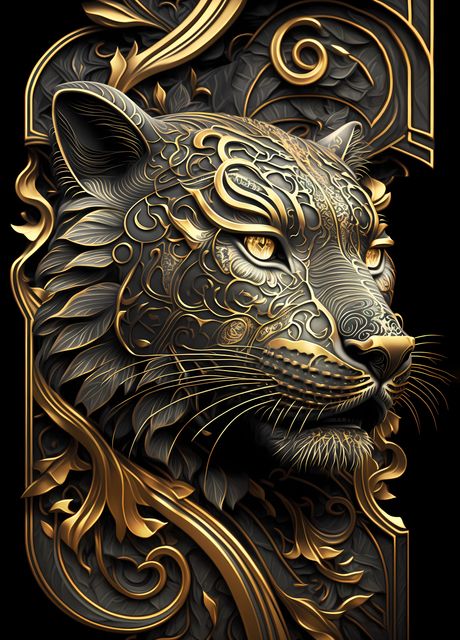 'Tiger Golden Art Deco' Poster by Luong Phat | Displate