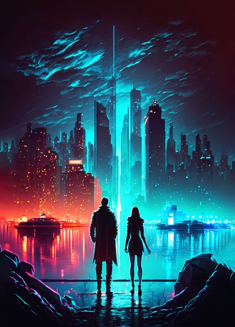 'Night life Neon City' Poster by Luong Phat | Displate