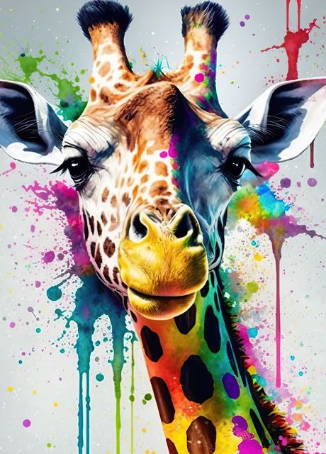 'Giraffes Colorfull Animal' Poster, picture, metal print, paint by ...