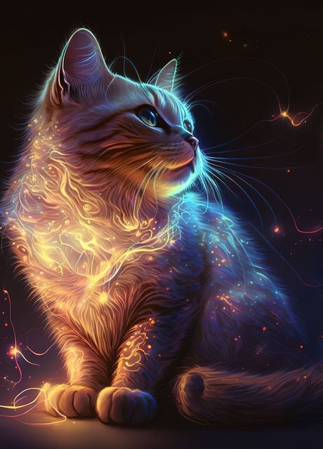 'cat neon' Poster by Elysia | Displate