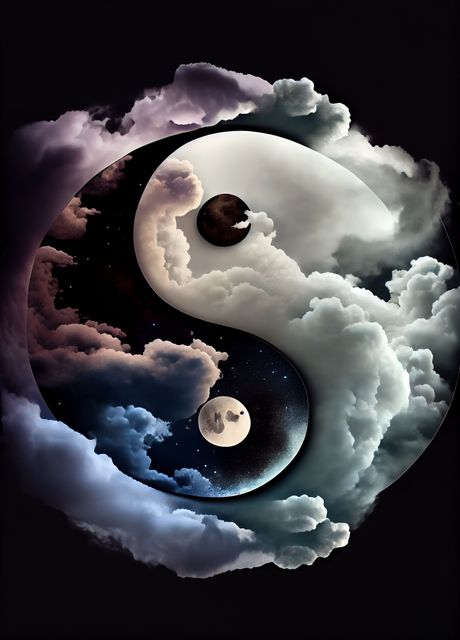 'Heavenly Harmony Yin Yang' Poster, picture, metal print, paint by mcmtdesigns | Displate