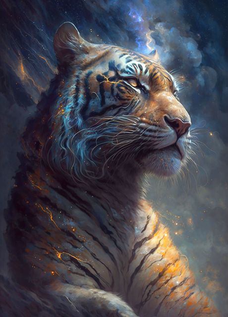 'Cosmic Tiger' Poster by Adam Munton | Displate
