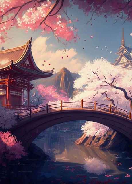 'japan cherry blossom' Poster by Anime | Displate