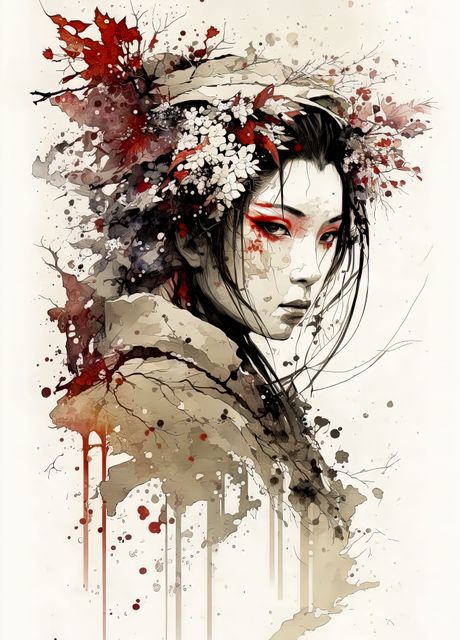 'Japanese Girl Portrait' Poster by AlekSunDoor Art | Displate
