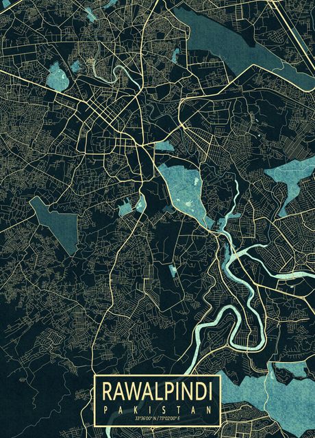'Rawalpindi City Map Summer' Poster by deMAP Studio | Displate