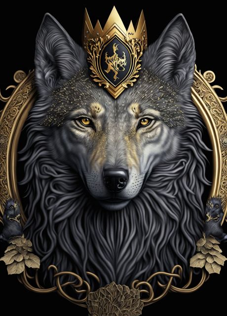 'White Wolf Golden Art Deco' Poster by Luong Phat | Displate