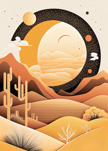 'Boho Landscape Warm Boho 4' Poster by hassen bouchemma | Displate