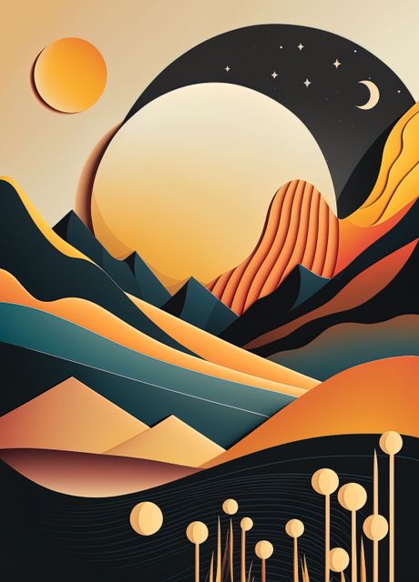 'Relaxed Boho Landscape' Poster by hassen bouchemma | Displate