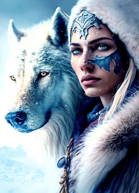 'Woman and Wolf' Poster, picture, metal print, paint by culinal dual ...