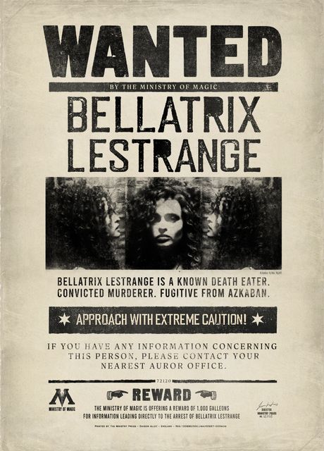 'Wanted Bellatrix Lestrange' Poster by Wizarding World | Displate