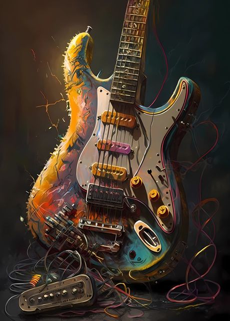 'Electric Guitar Oil Paint' Poster by Lavina | Displate