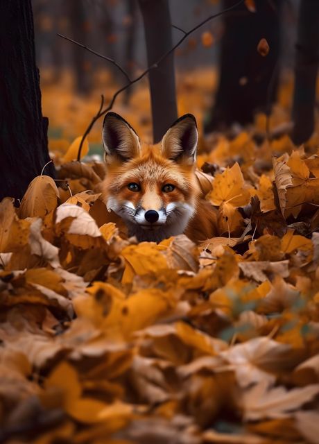 'Animal Autumn Fox' Poster, picture, metal print, paint by Art Jiyuu ...