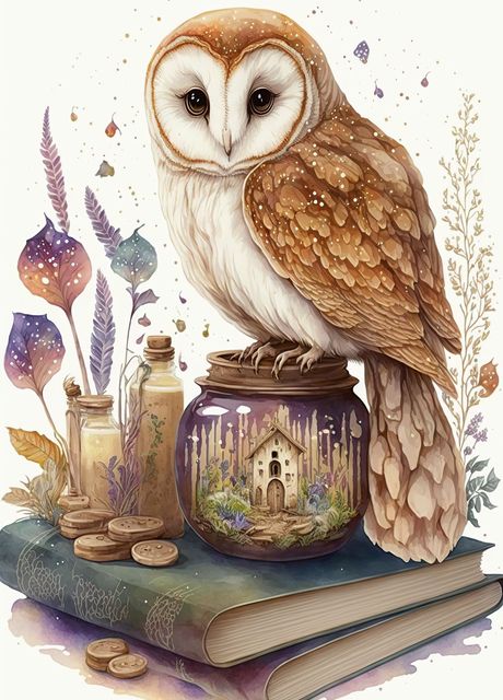 'owl standing book' Poster by Desiree Mendez | Displate