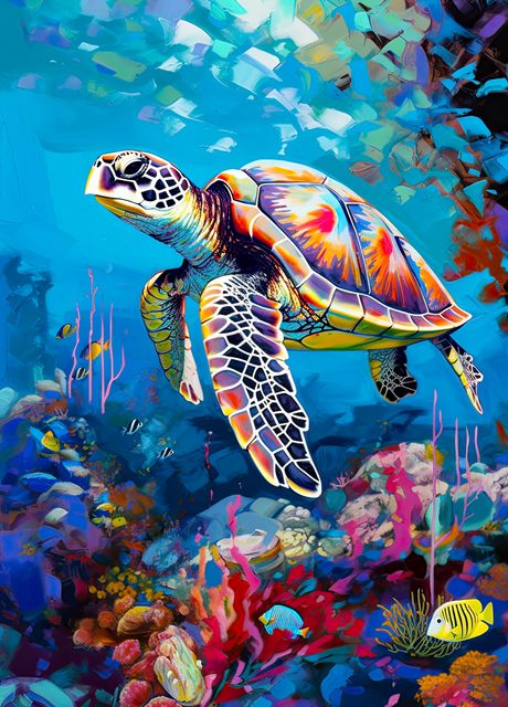 'Sea Turtle Symphony' Poster by Steel Canvas Creations | Displate