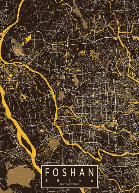 'Foshan City Map Pastel' Poster by deMAP Studio | Displate