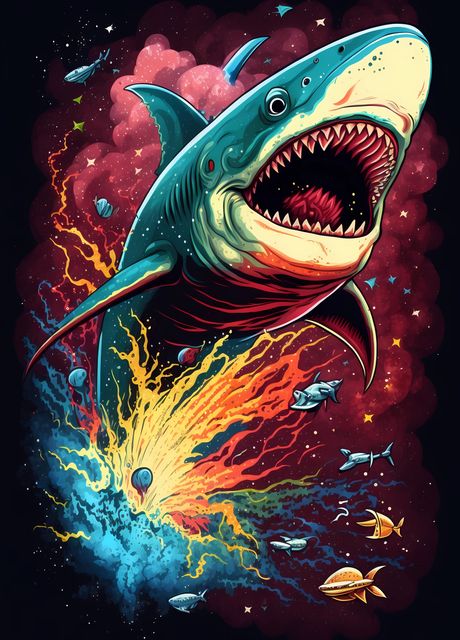 'Shark Fantasyland' Poster by Leah Decor | Displate