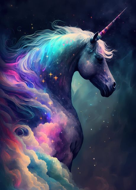 'Cosmic Space Unicorn' Poster by Epsilite | Displate