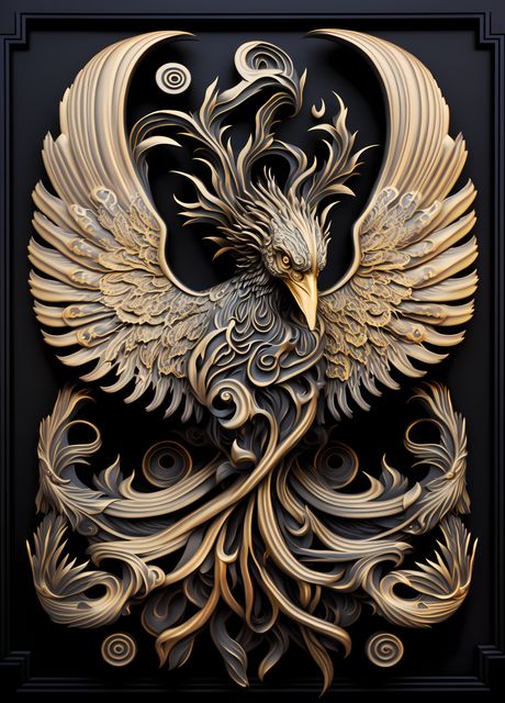'God Phoenix Art Deco' Poster by Luong Phat | Displate