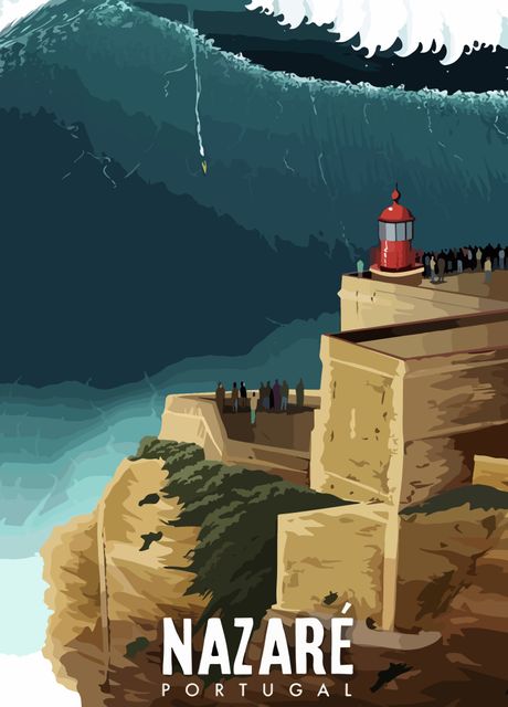 'Travel to nazare' Poster by Leonardo Djuminnic | Displate