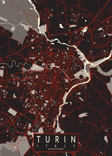 'Turin City Map Vector' Poster by deMAP Studio | Displate