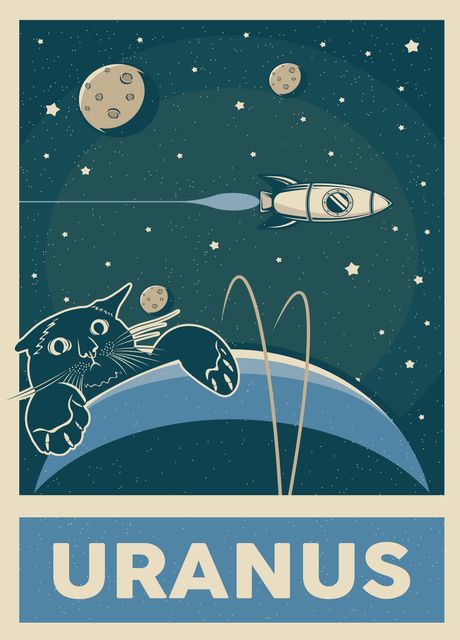 'Retro Cat and Uranus' Poster by XandYart | Displate
