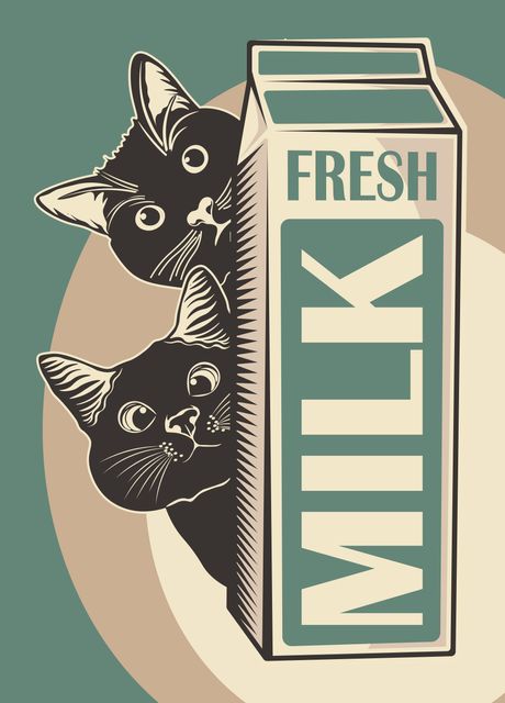 'Funny Cat and Milk' Poster by XandYart | Displate