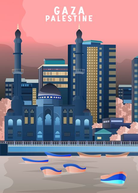 'Gaza Palestine At Night' Poster by Omar Kanan | Displate