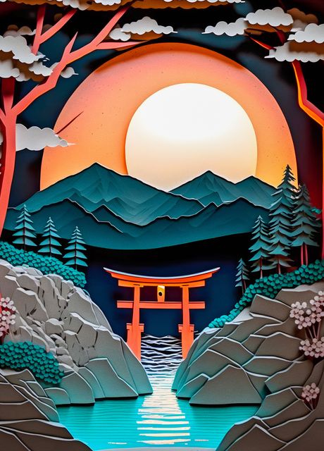 'Japanese sunset' Poster by Horace Laura | Displate