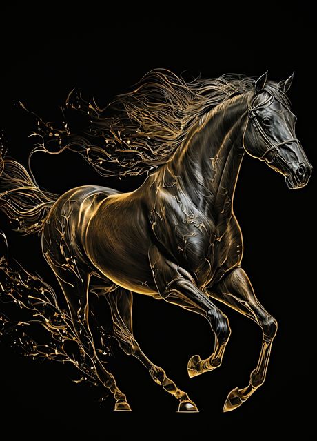 'Majestic Golden Steed' Poster by Salvatore Vitali | Displate