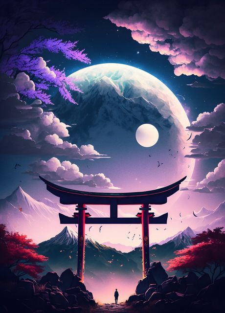 'Beautiful moonlight japan' Poster by Muhammad Irsan | Displate