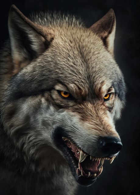'Angry wolf portrait' Poster by Volodymyr Burdiak | Displate