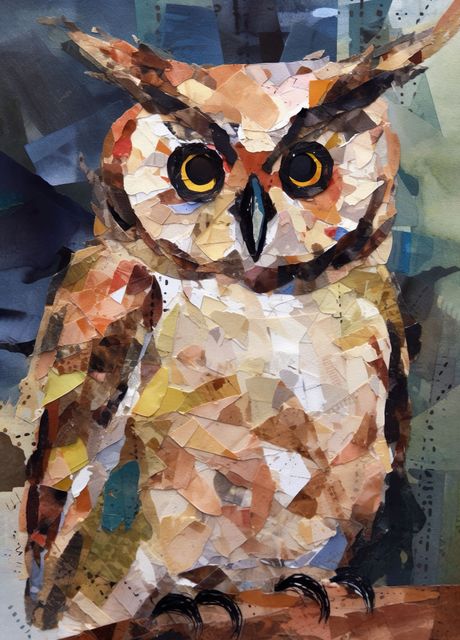 'Owl Torn Paper Portrait' Poster by Cris de Almeida | Displate