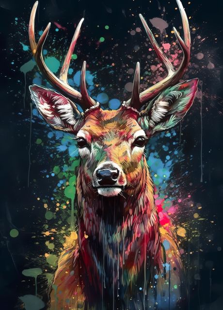 'Deer painting' Poster by Arnas Čemerka | Displate