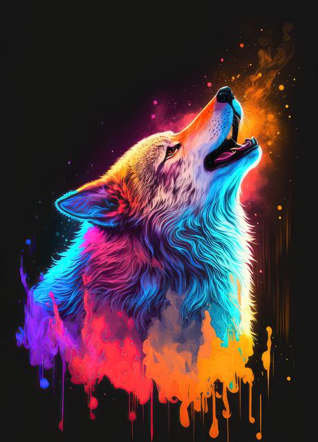 'Colorful Wolf' Poster by Wolf Design Studios | Displate