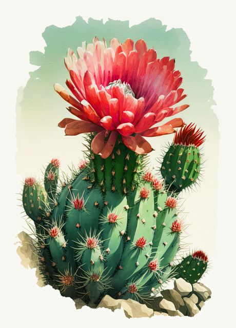 'Cactus Flower Watercolor' Poster, picture, metal print, paint by Nick ...