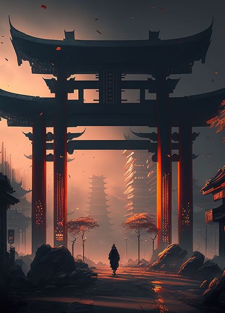'Japanese lanscape' Poster by newton russell | Displate