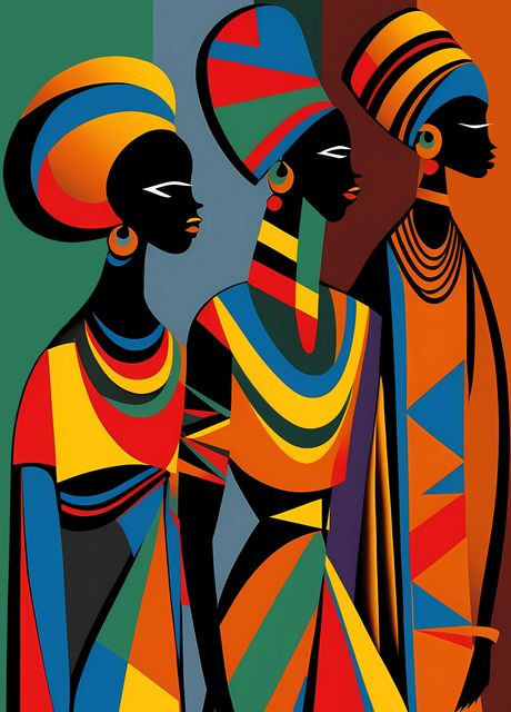 'African Art Abstract Women' Poster, picture, metal print, paint by ...