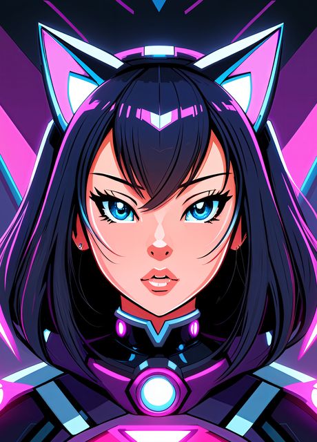 'Cyber Cat Girl Army' Poster by Rizky Irawan | Displate