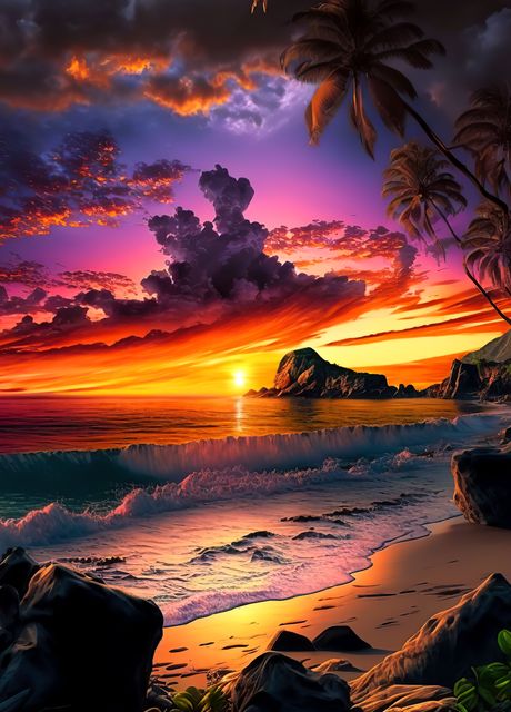 'Beach sunset' Poster by paxtonronalda | Displate