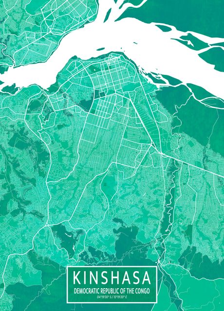 'Kinshasa Map Watercolor' Poster by deMAP Studio | Displate