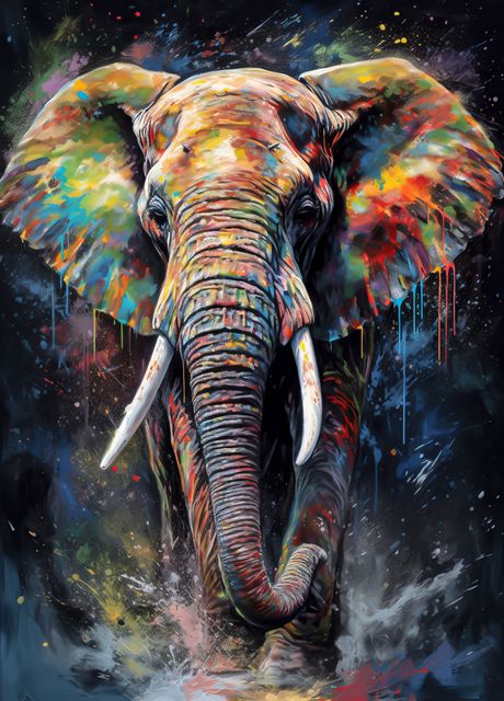 'Elephant painting' Poster by Arnas Čemerka | Displate